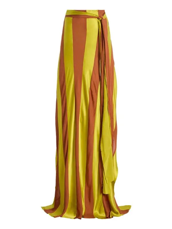 ZANKOV Evy Silk Maxi Skirt With Draped Silhouette - Multi