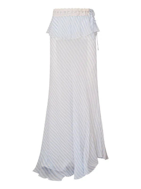 LoveShackFancy Sylette Striped Maxi Skirt - Light Blue