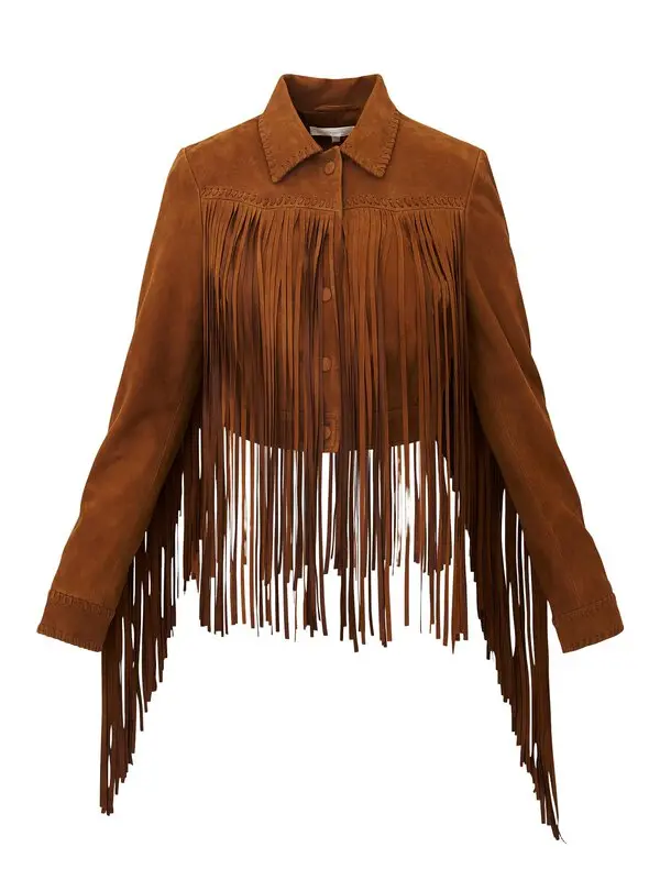 LoveShackFancy Maelis Leather Jacket - Brown