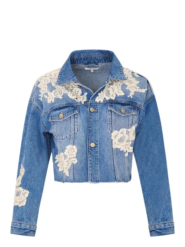 LoveShackFancy Amana Denim Jacket - Blue