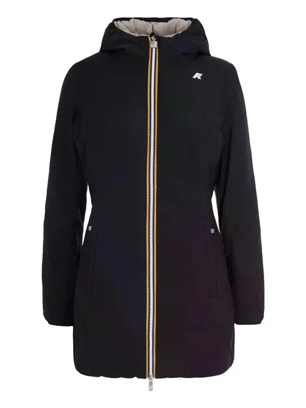 K-WAY Logo-detail Hooded Coat - Blue