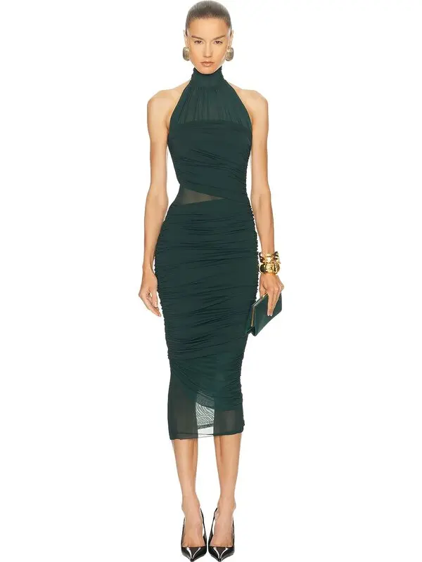 SEROYA Esmee Halterneck Dress - Evergreen