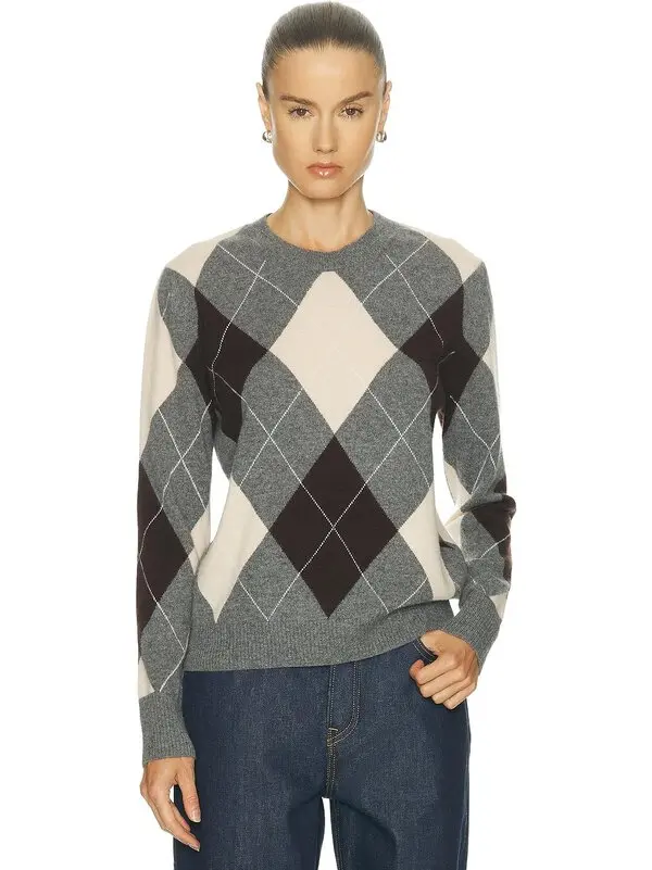 Enza Costa Knit Cashmere Sweater - Argyle