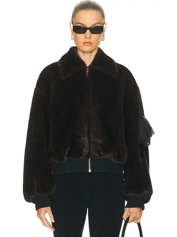 Coperni Faux Fur Bomber Jacket - Brown