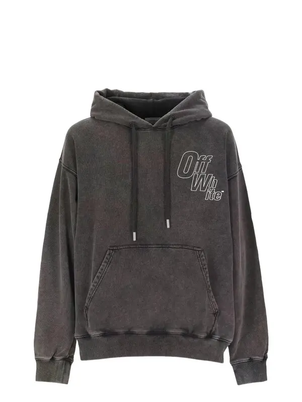Off-White Logo-print Drawstring Hoodie - Grey
