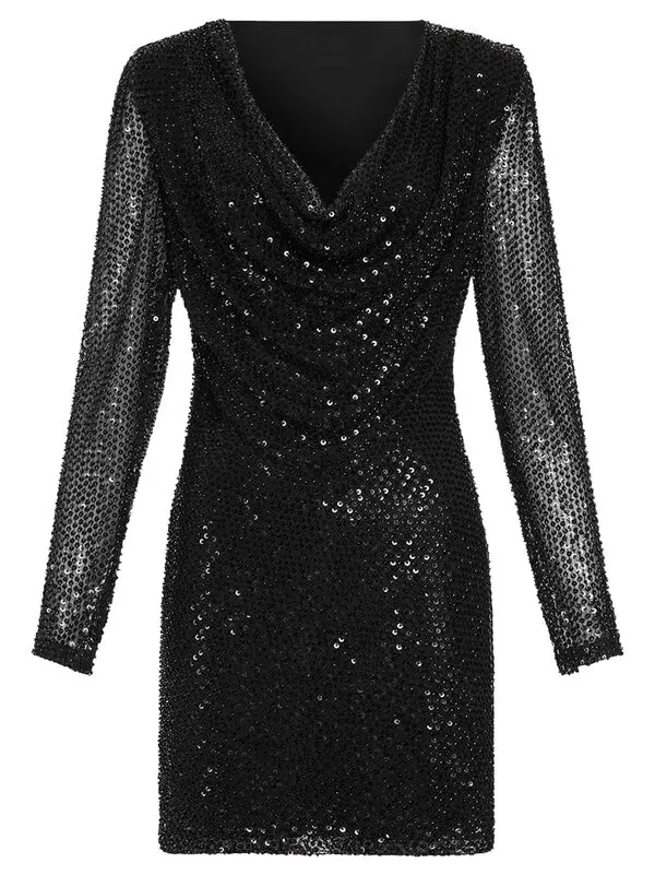 Ramy Brook Leon Sequined Mini Dress - Black Bead