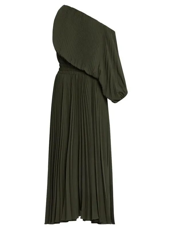 A.L.C. Mara Pleated Asymmetric Dress - Military