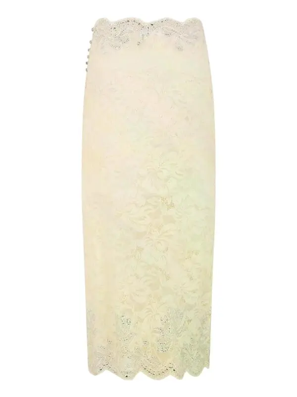 Rabanne Lace Scalloped-hem Midi Skirt - Neutrals