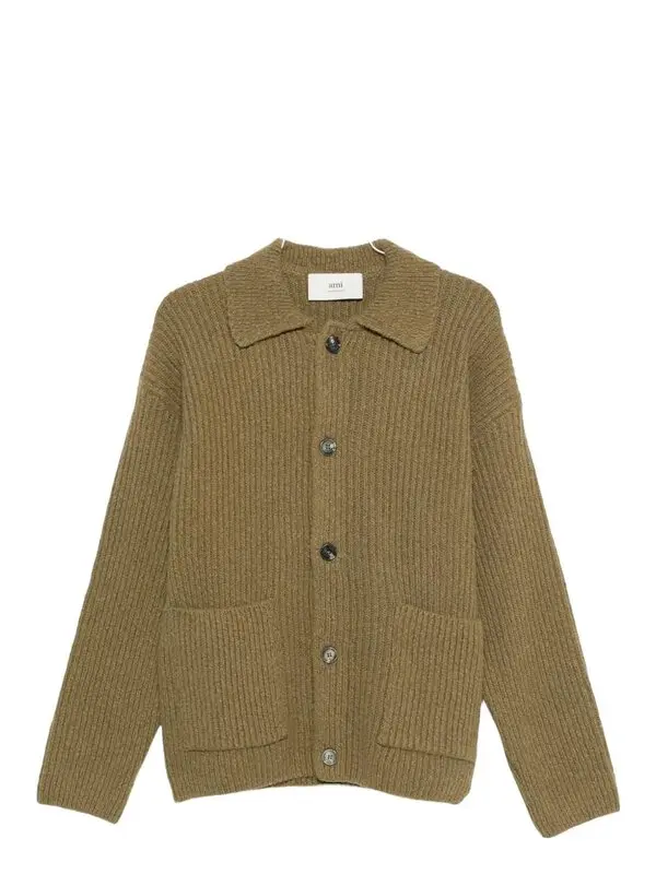 Ami Ribbed Knit Cardigan - Brown