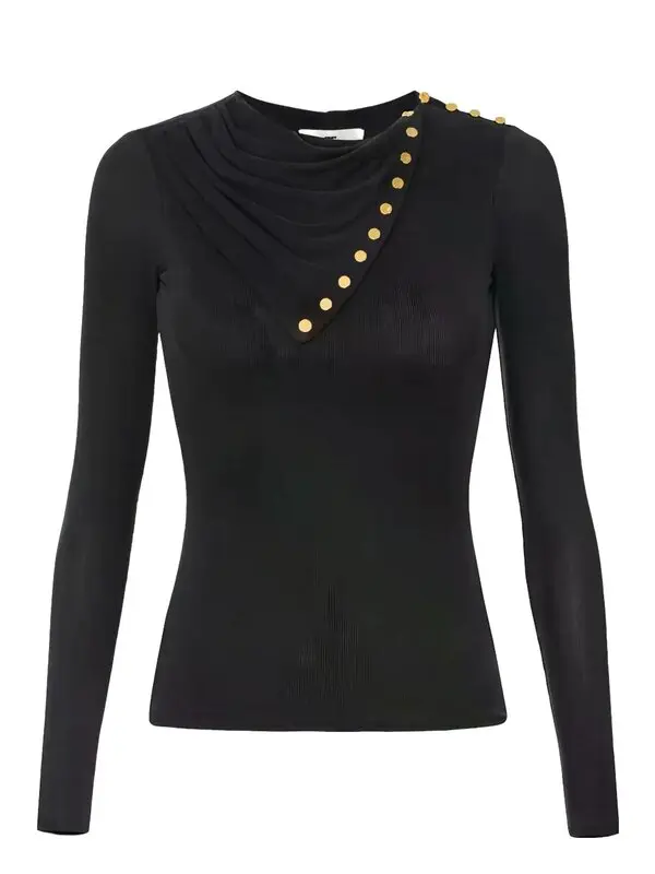Elisabetta Franchi Draped Button Long-sleeve T-shirt - Black