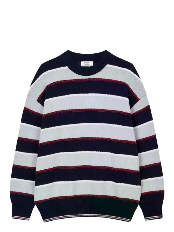 STUDIO TOMBOY Striped Crew-neck Sweater - Blue