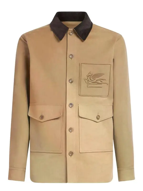 Etro Pegaso-embroidered Cotton Jacket - Neutrals