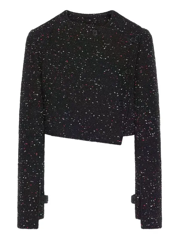 COURREGES Tweed Cropped Jacket - Black