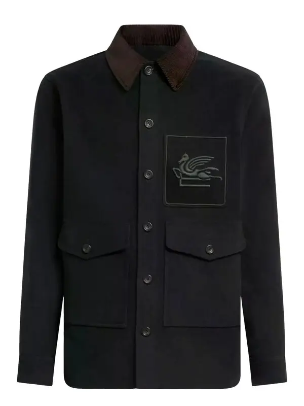Etro Pegaso Corduroy-collar Jacket - Black