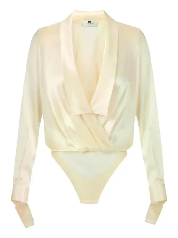 Elisabetta Franchi Shawl-lapel Satin Bodysuit - Neutrals