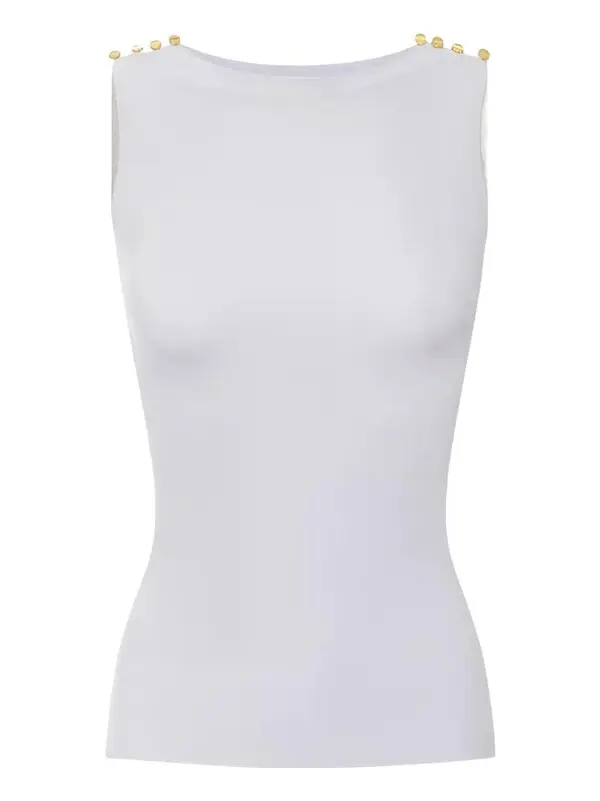 Elisabetta Franchi Embellished-shoulders Tank Top - White