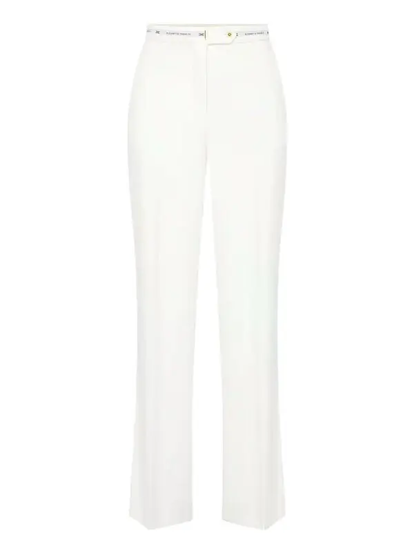 Elisabetta Franchi Logo Ribbon Trousers - Neutrals
