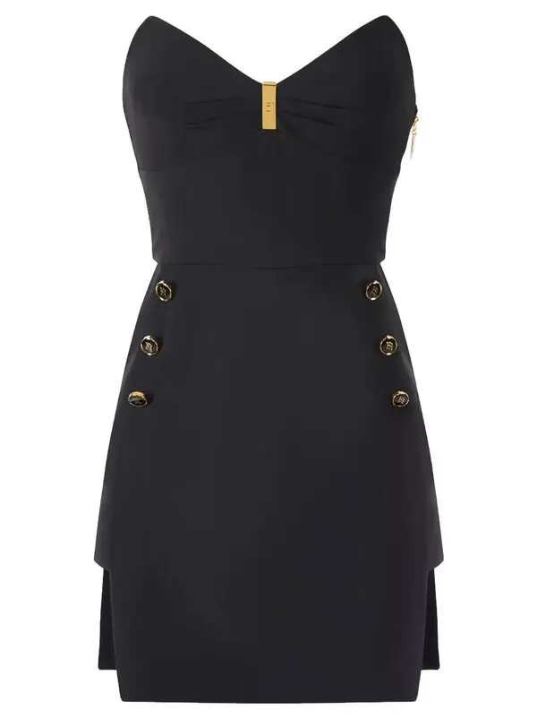 Elisabetta Franchi Logo-button Mini Dress - Black