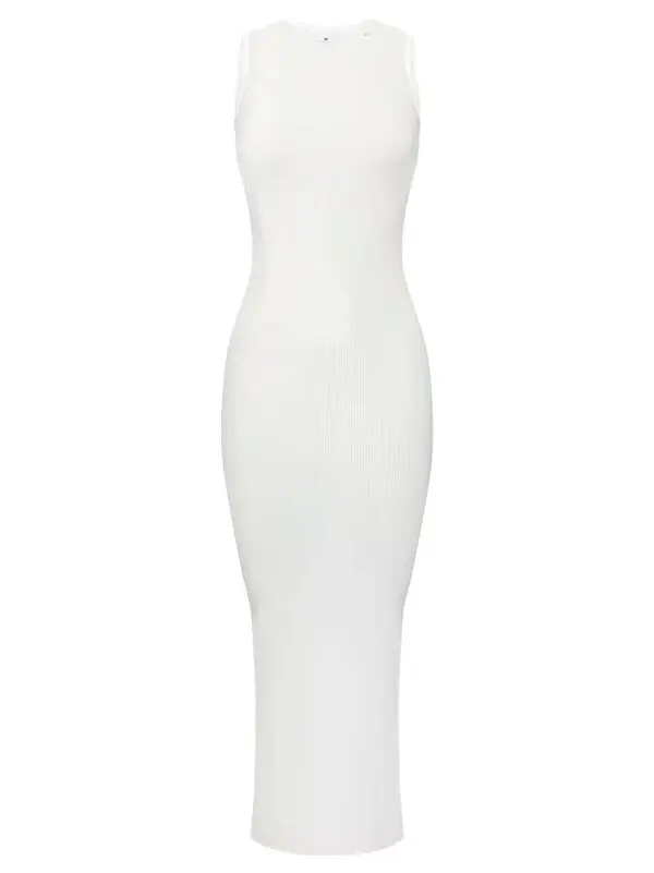 Elisabetta Franchi Sleeveless Ribbed-knit Midi Dress - White