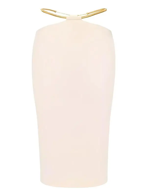 Elisabetta Franchi Cut-out Belt-detail Knitted Midi Skirt - Neutrals