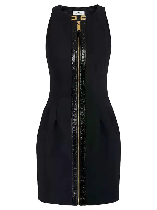Elisabetta Franchi Leather-placket Mini Dress - Black