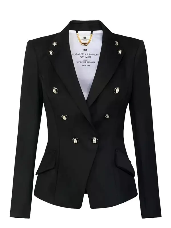 Elisabetta Franchi Double-breasted Wool-blend Jacket - Black