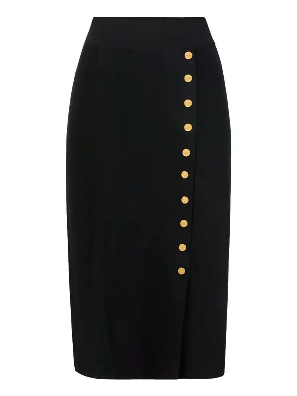 Elisabetta Franchi Button Detailed Midi Skirt - Black