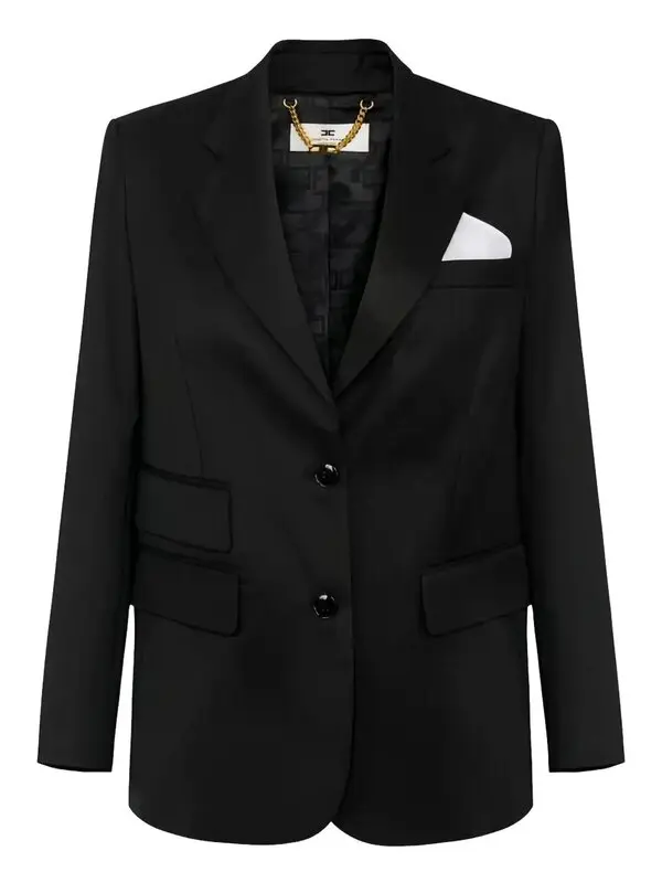 Elisabetta Franchi Single-breasted Jacket With Pocket Square - Black