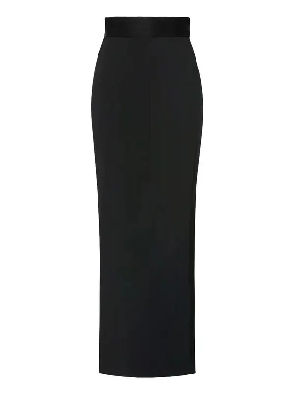 Elisabetta Franchi Satin-detail Long Skirt - Black