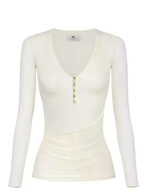 Elisabetta Franchi Button-detail Draped Top - Neutrals