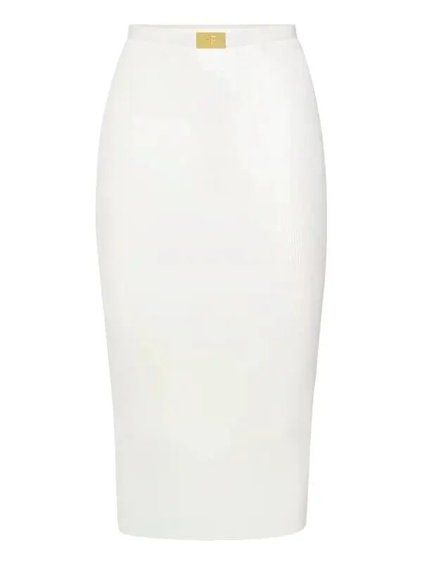 Elisabetta Franchi Ribbed Knit Midi Skirt - White