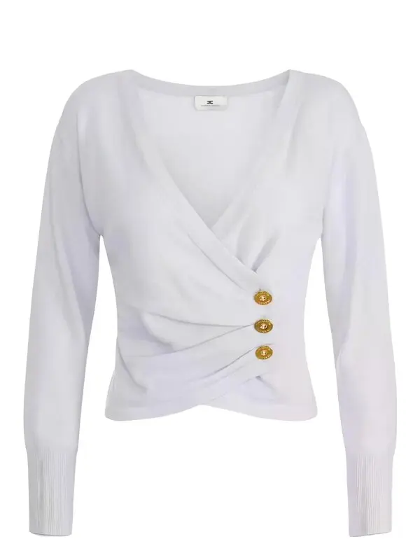 Elisabetta Franchi Crossover Button Sweater - Neutrals