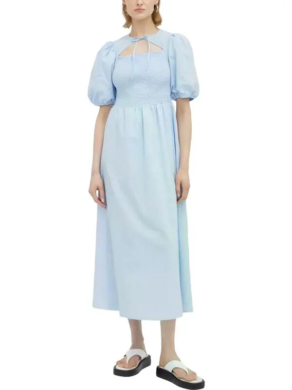 RÉSUMÉ Smocked Cut-out Midi Dress - Blue