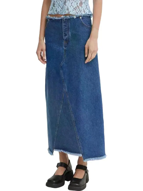 RÉSUMÉ Frayed Panelled Skirt - Blue