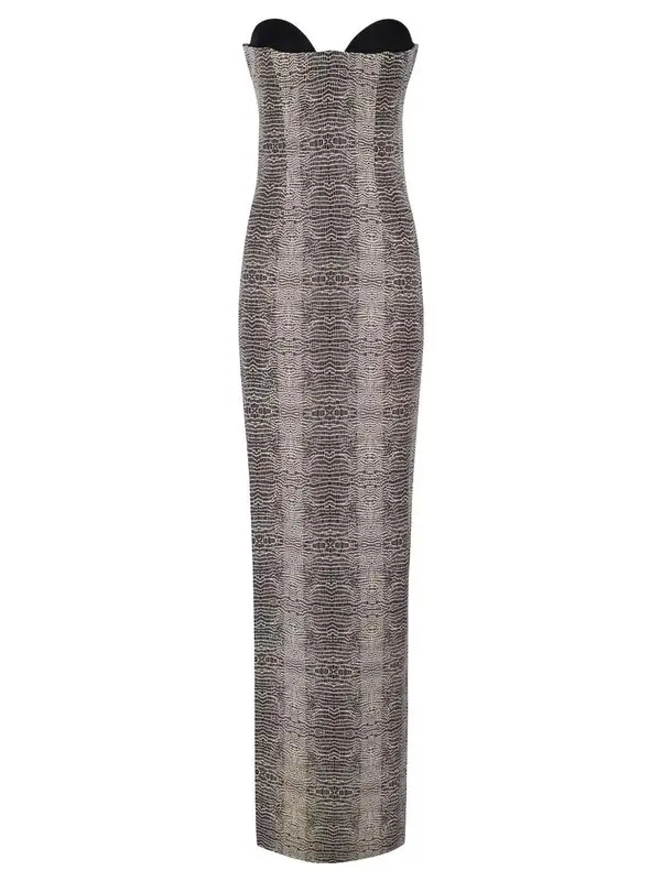 Elisabetta Franchi Red Carpet Python-printed Strapless Dress - Black