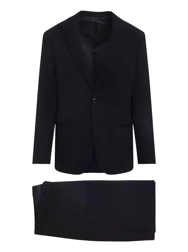 Giorgio Armani Buttoned Wool Suit - Blue