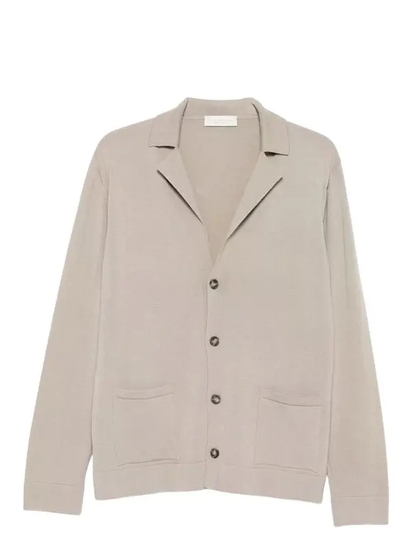 LUIGI GENTILE Notched-collar Cardigan - Neutrals