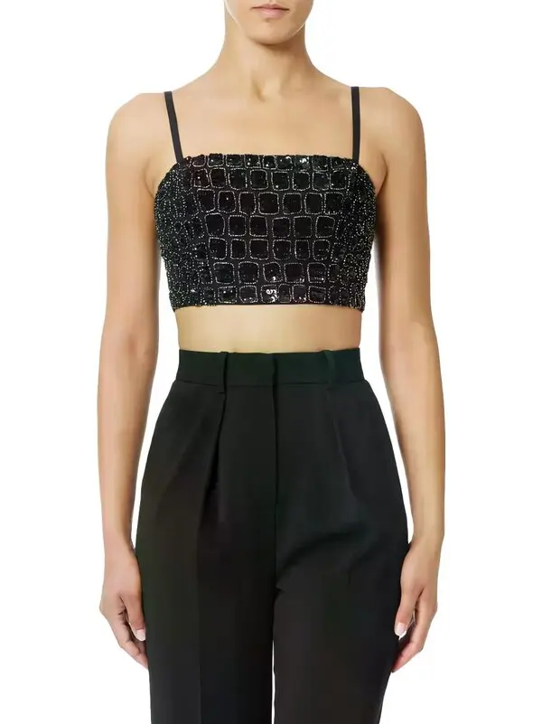 Elisabetta Franchi Crocodile-embroidered Top - Black