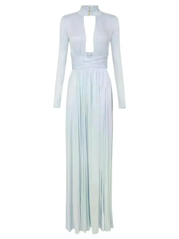 Elisabetta Franchi Draped Crossover Maxi Dress - Blue
