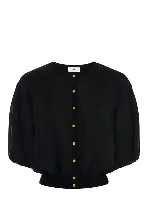 Elisabetta Franchi Jewel-button Puffed-sleeve Cardigan - Black