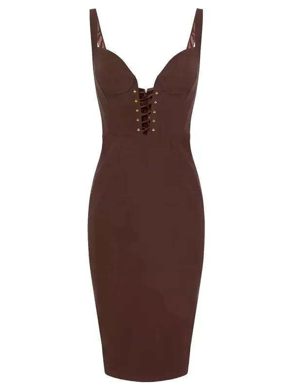 Elisabetta Franchi Criss-cross Mini Dress - Brown