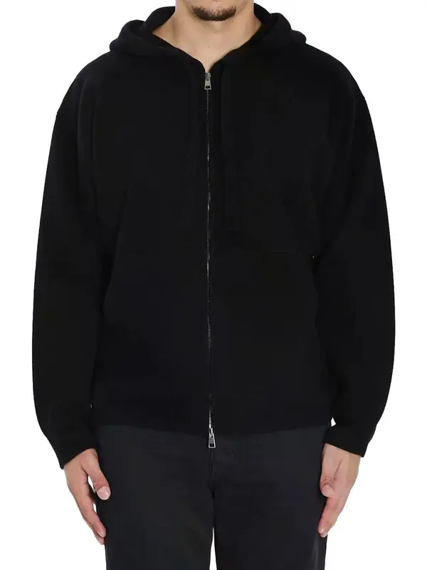 ROBERTO COLLINA Drawstring Zip-up Hoodie - Black
