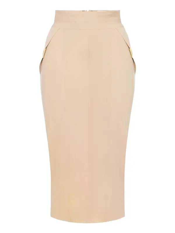 Elisabetta Franchi Topstitching Logo Detail Skirt - Neutrals