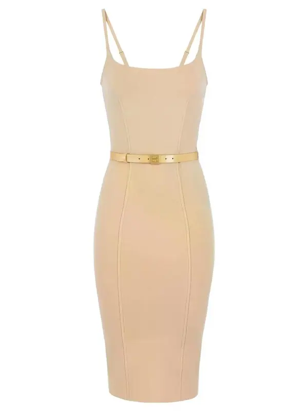 Elisabetta Franchi Belted Midi Dress - Neutrals