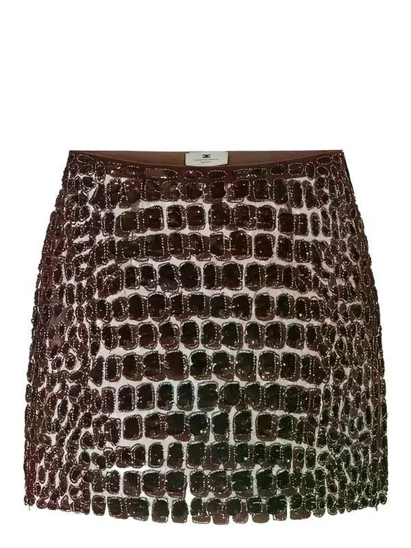Elisabetta Franchi Crocodile-effect Embroidered Mini Skirt - Brown