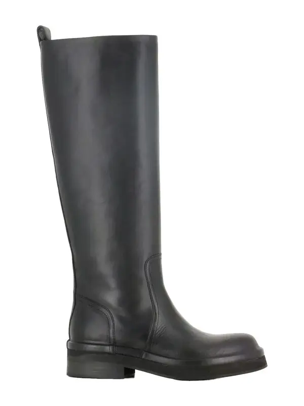 DEL CARLO Leather Pull-on Boots - Black