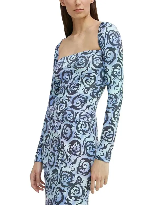 RÉSUMÉ Square Neck Printed Top - Blue