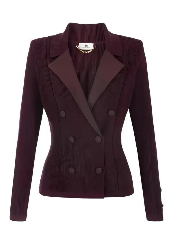 Elisabetta Franchi Double-breasted Ribbed-knit Blazer - Red