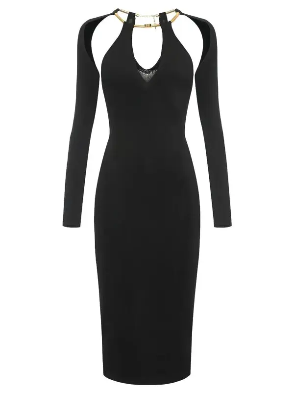 Elisabetta Franchi Halterneck Midi Dress - Black