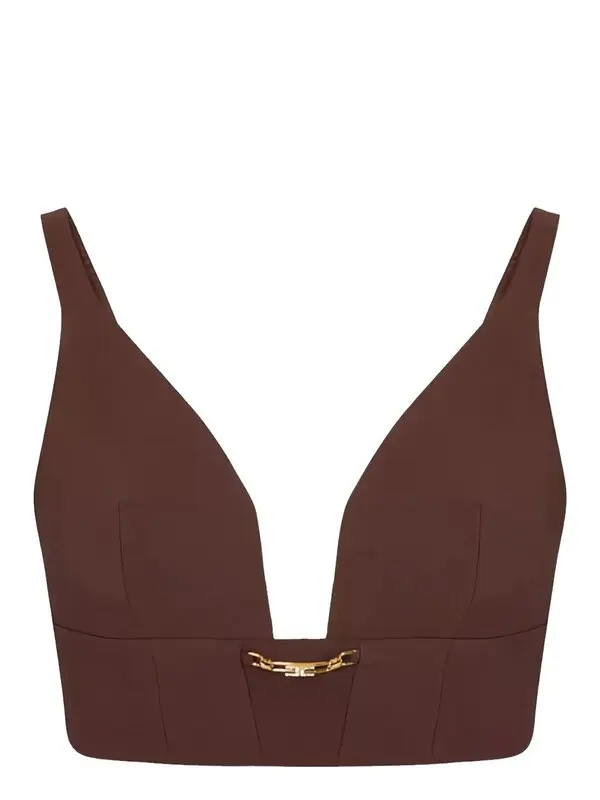 Elisabetta Franchi Jewel-detail Top - Brown
